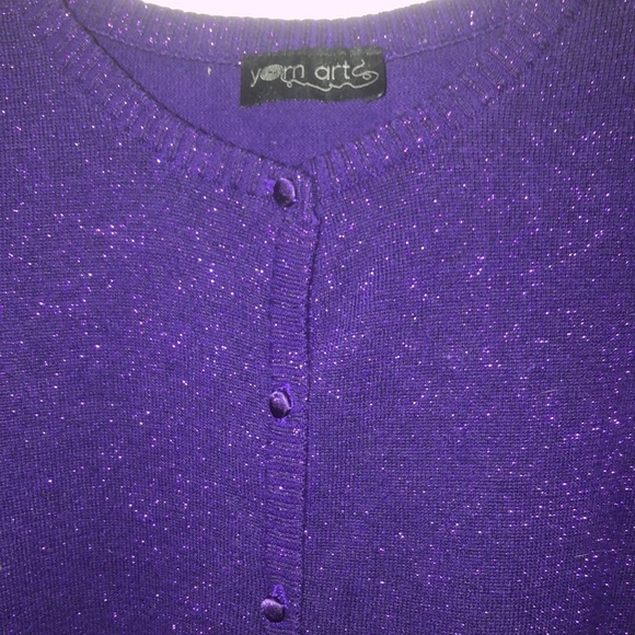 YARN ART | Sweaters | Pretty Metallic Thread Purple Cardigan | Poshmark